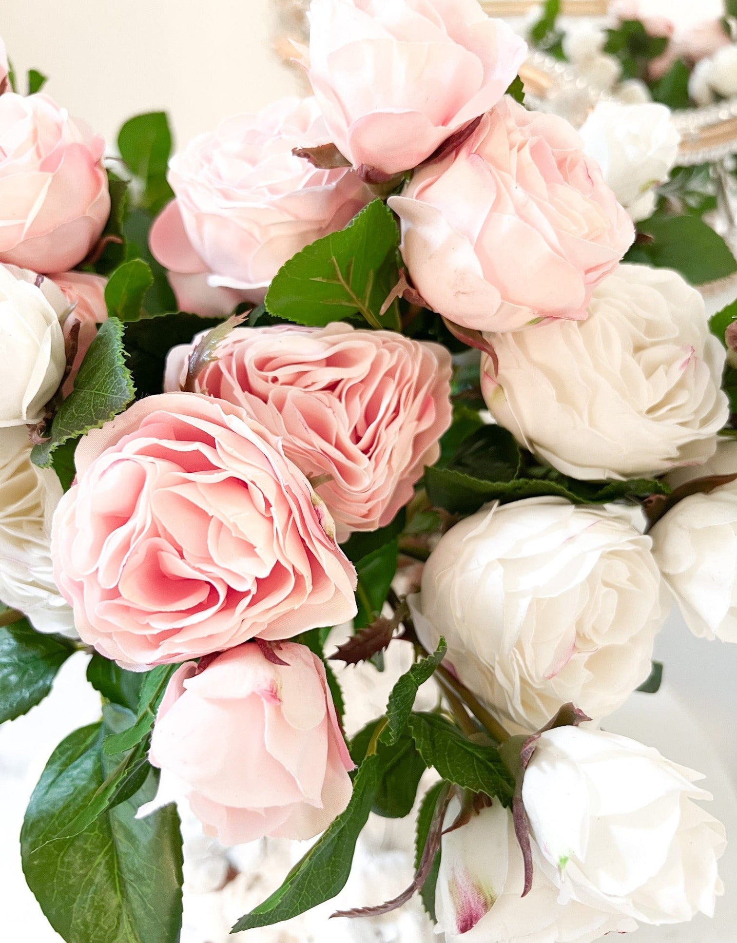 The “Jilly” Real Touch Cabbage Rose Bouquet – Ivory Lane Home