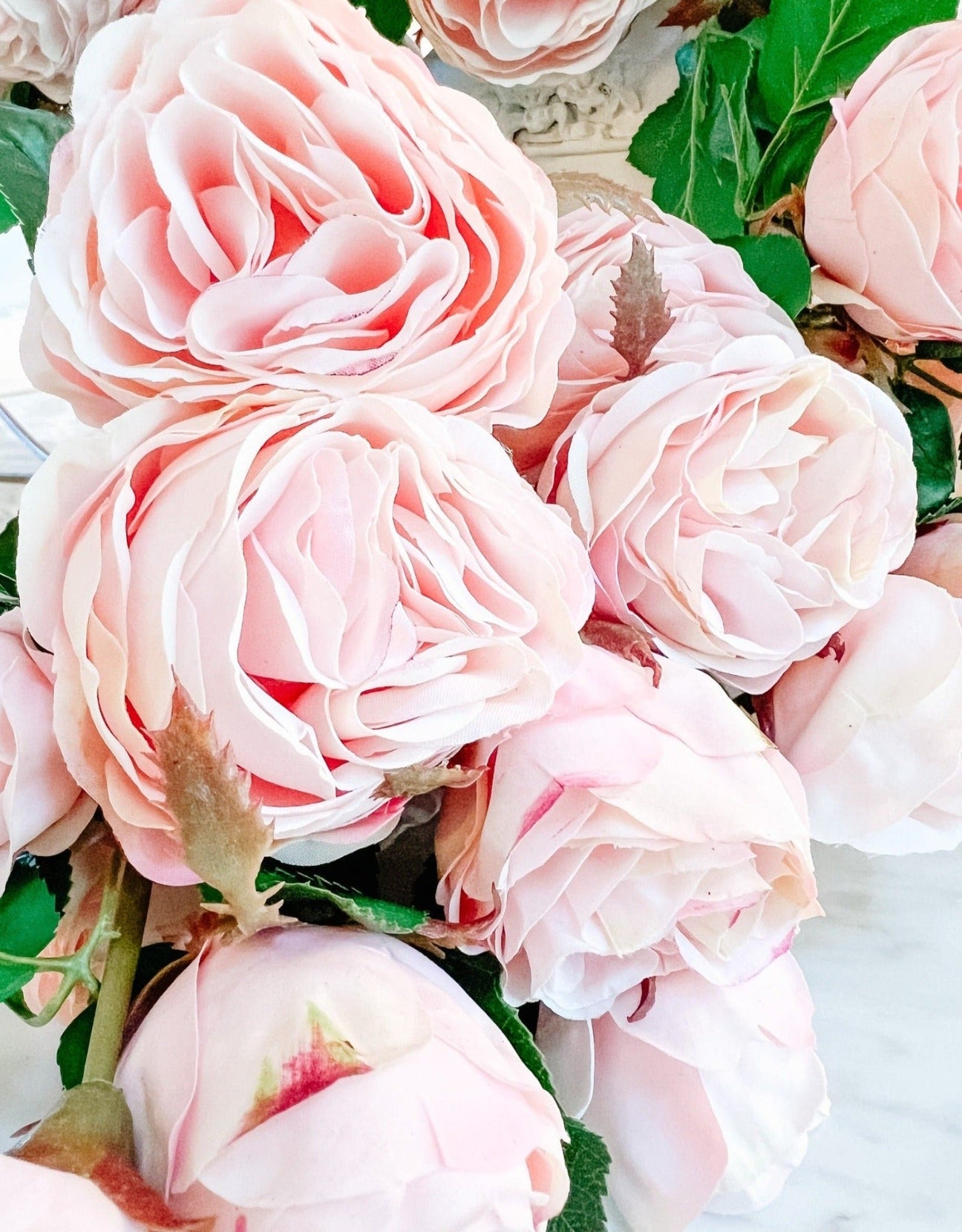 The “Jilly” Real Touch Cabbage Rose Bouquet – Ivory Lane Home