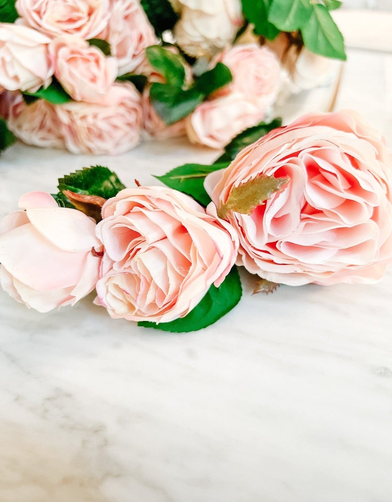 The “Jilly” Real Touch Cabbage Rose Bouquet – Ivory Lane Home