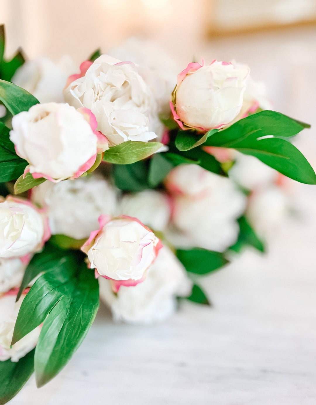 The "Vivian" Real Touch Cream with Pink Peony Spray – Ivory Lane Home